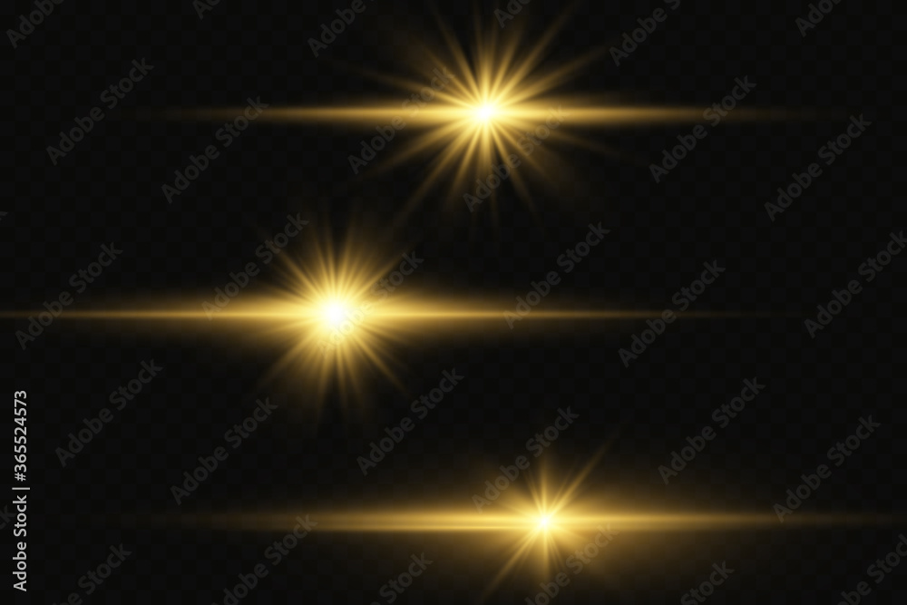 Set of flashes, Lights and Sparkles on a transparent background. Bright ...