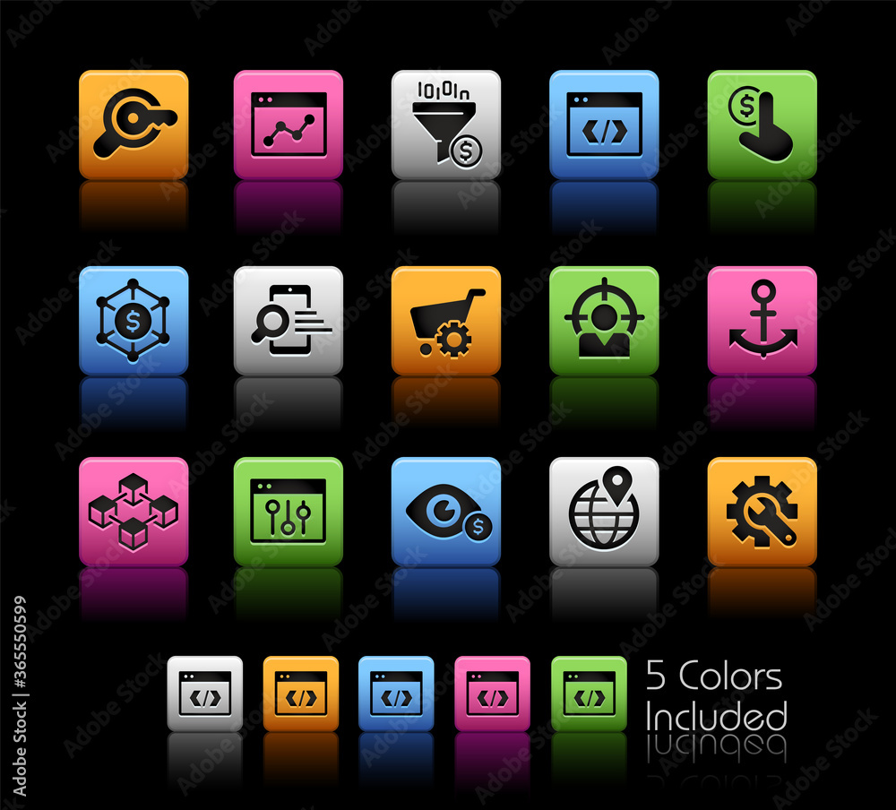 SEO and Digital Marketing Icons 1 of 2 // ColorBox Series - The Vector ...