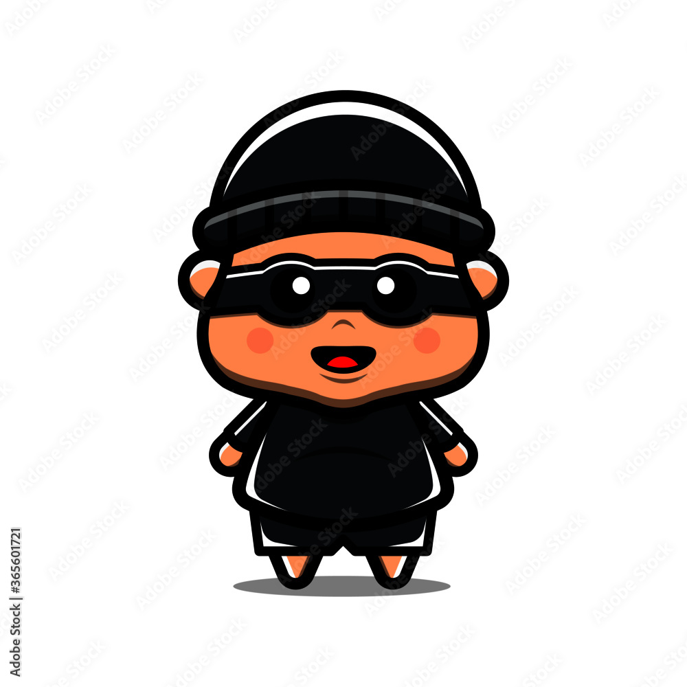 Cute Thief Boy Vector Icon Illustration. Isolated on white background ...