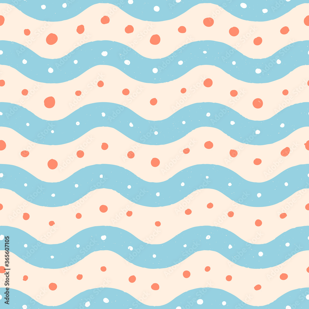 Vetor Refreshing abstract wonky dots and wavy lines seamless vector ...