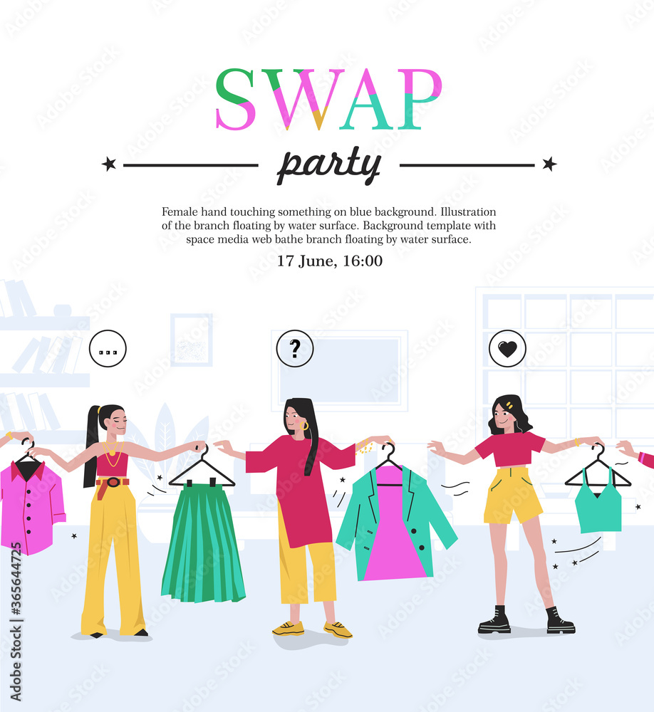 Invitation card or template for swap party, event of exchange old ...