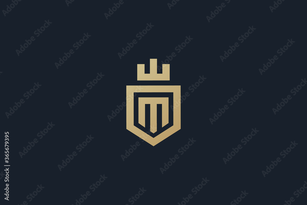 Crest M logo design , abstract letter M in the shield logo . Stock ...
