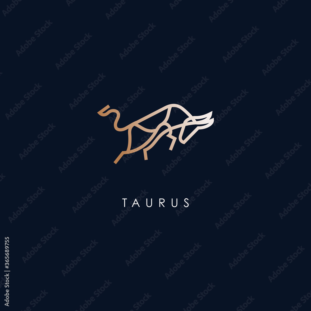 Taurus Zodiac Logo Design With Luxury Gold Colour. Taurus Zodiac Logo ...