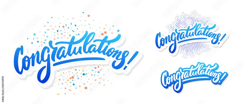 Congratulations. Greeting banners set. Vector lettering. Stock Vector ...