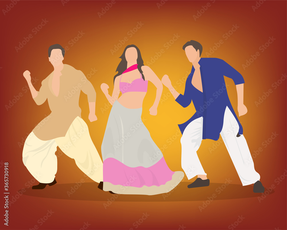 A bollywood dance sequence with actors performing bollywood style dance ...