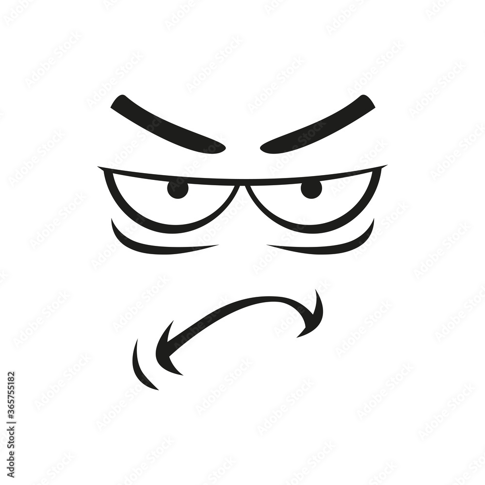 Annoyed emoji expression isolated upset emoticon. Vector angry face of ...