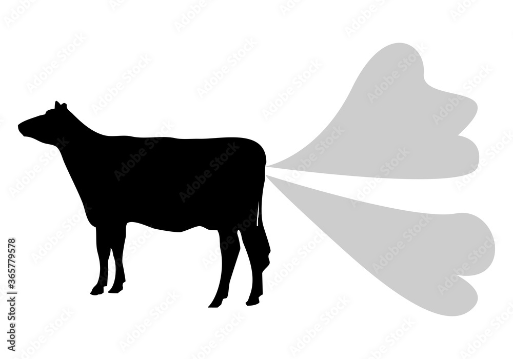 Icono negro de una vaca expulsando gases. Stock Vector | Adobe Stock