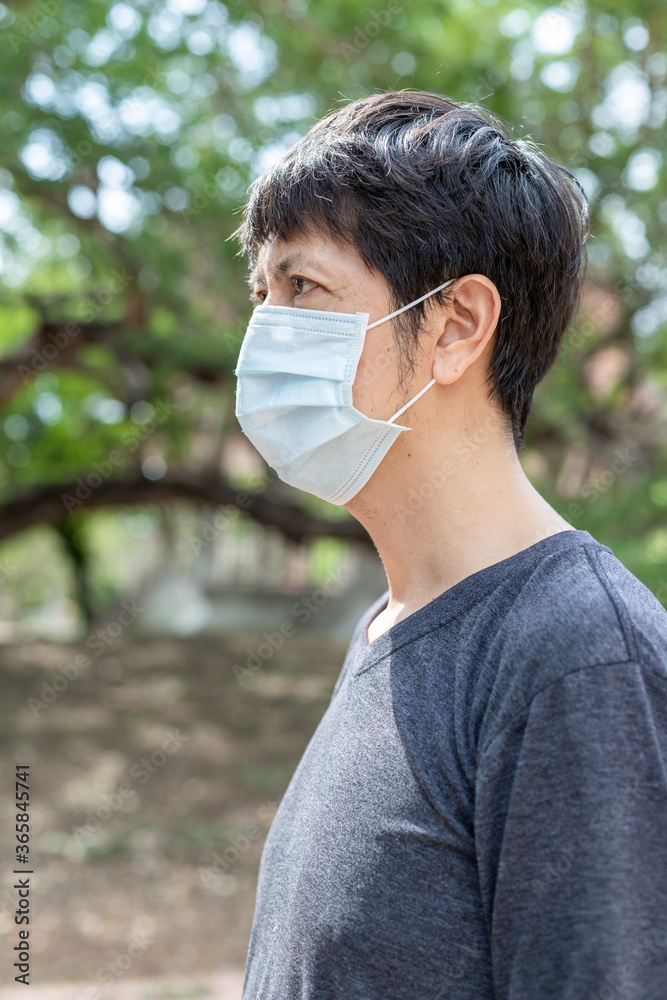 Men wear masks to prevent air pollution, haze and PM 2.5 dust and smoke ...