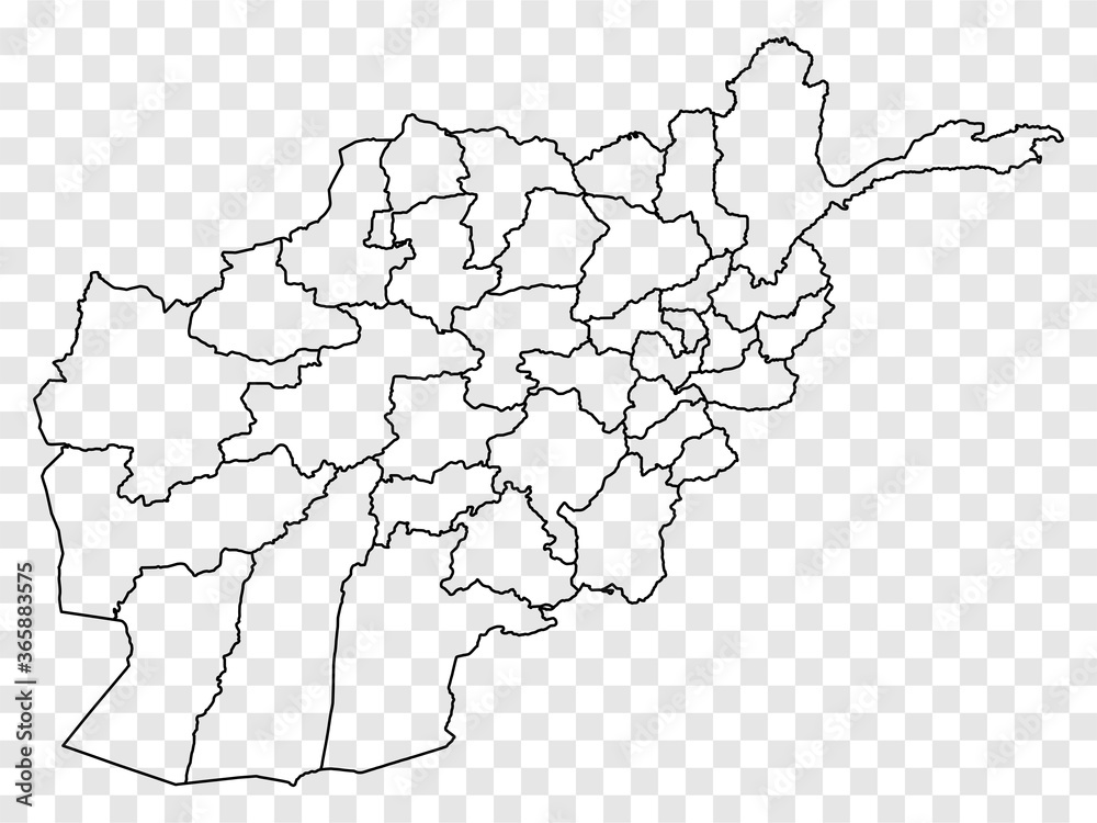 Blank map Afghanistan. High quality map of Afghanistan on transparent ...