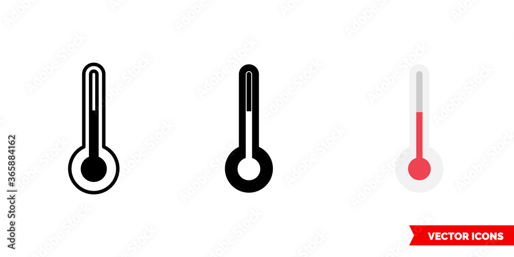 Thermometer icon of 3 types. Isolated vector sign symbol. Stock Vector ...