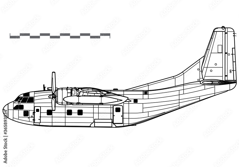 Fairchild C-123 Provider. Vector drawing of military transport aircraft ...