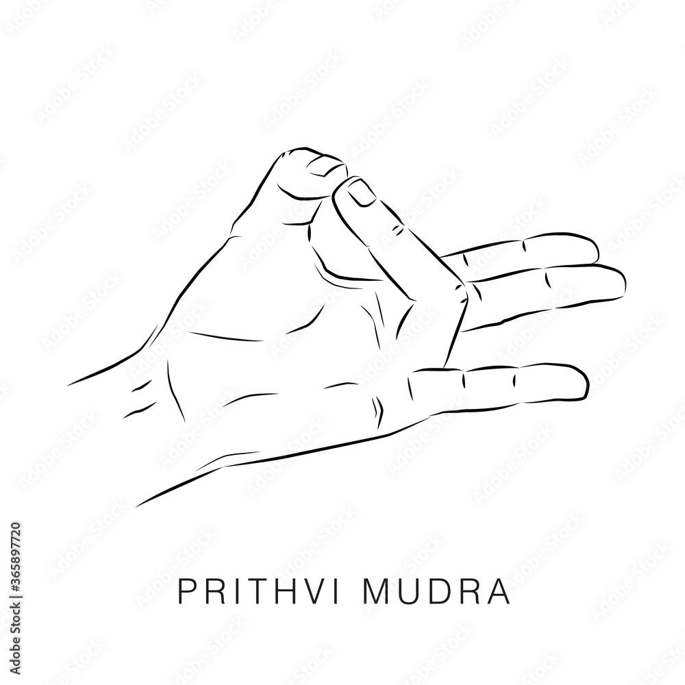 Prithvi Mudra, yoga hand gesture, meditation pose Stock Illustration ...