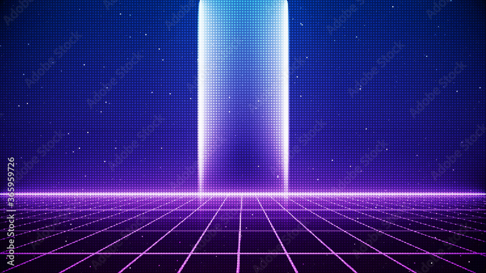Retro cyberpunk style 80s Sci-Fi Background Futuristic with laser grid ...