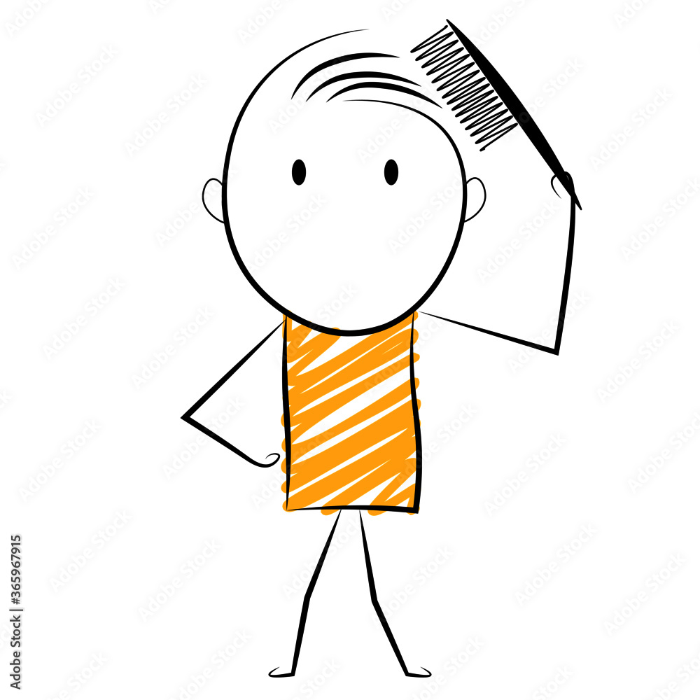 cartoon stickman: hair set up, hair. Vector Illustration Stock Vector ...