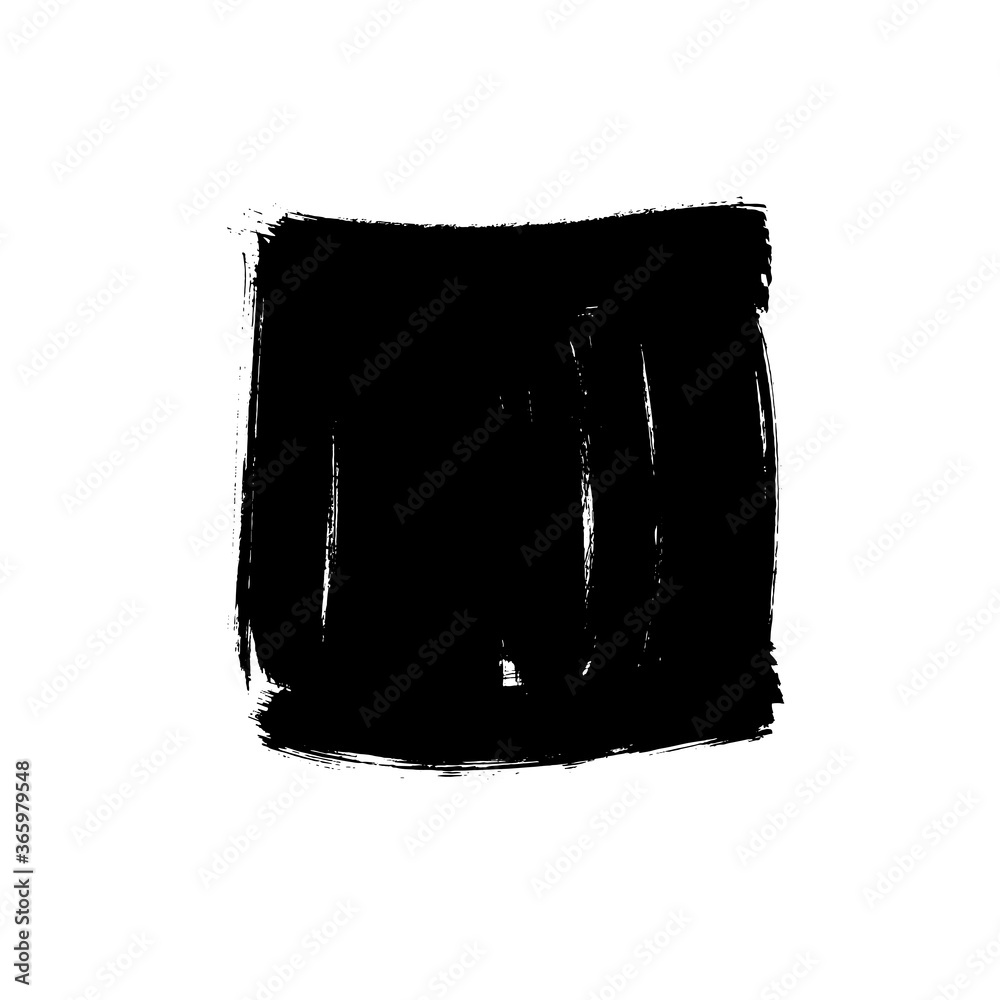 Black rough edge vector square box. Black painted square or rectangular shape. Hand drawn brush ...