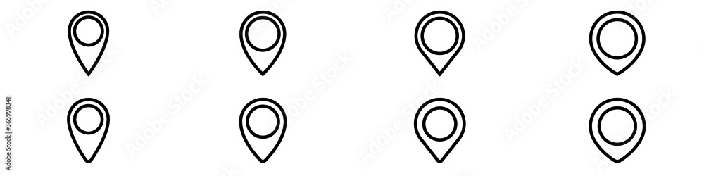 Set of map marker line icons. Geotargeting pin for maps in different ...