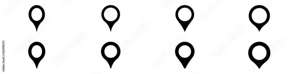 Set of map marker icons. Geotargeting pin for maps in different shapes ...
