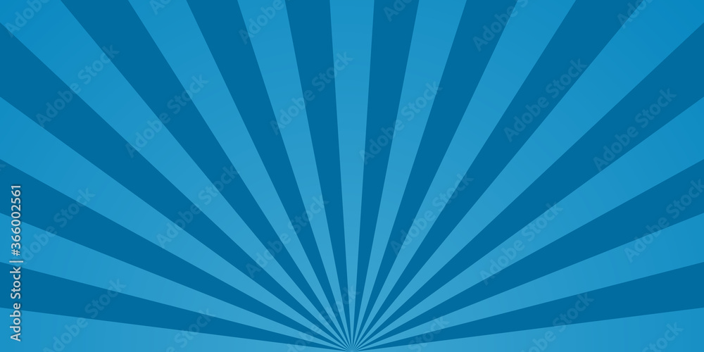 Comic starburst. Blue background with sunburst. Retro radial rays with ...