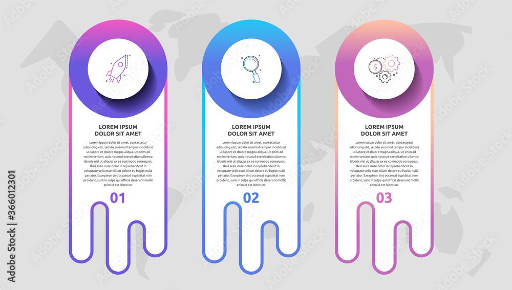 Infographics with 3 circles and labels. Abstract vector template. Can ...
