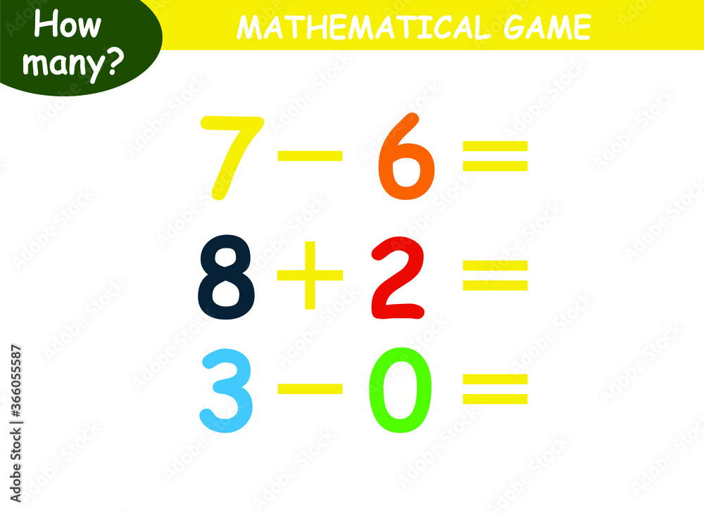 mathematical examples of addition and subtraction. educational page for ...