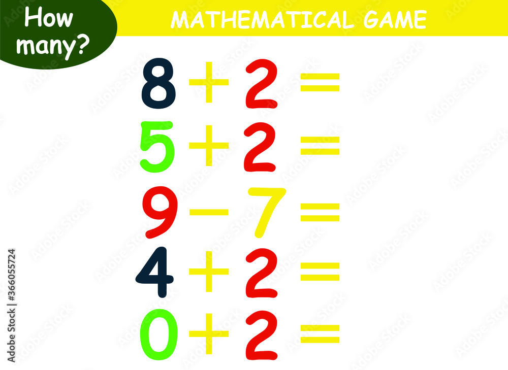 mathematical examples of addition and subtraction. educational page for ...