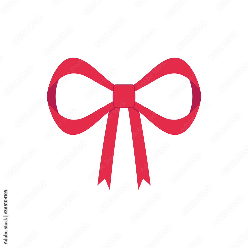 Red vector bow. Cartoon vector red label with ribbons satin bows for ...