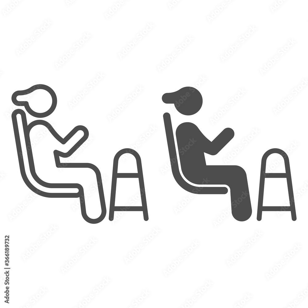 Place for the elderly line and solid icon, Public transport concept ...