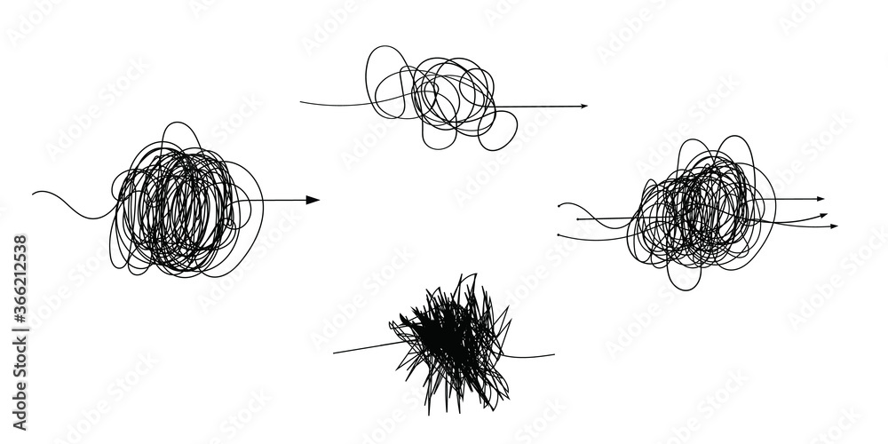 Insane messy line.Set of messy clew symbols connected between them line ...