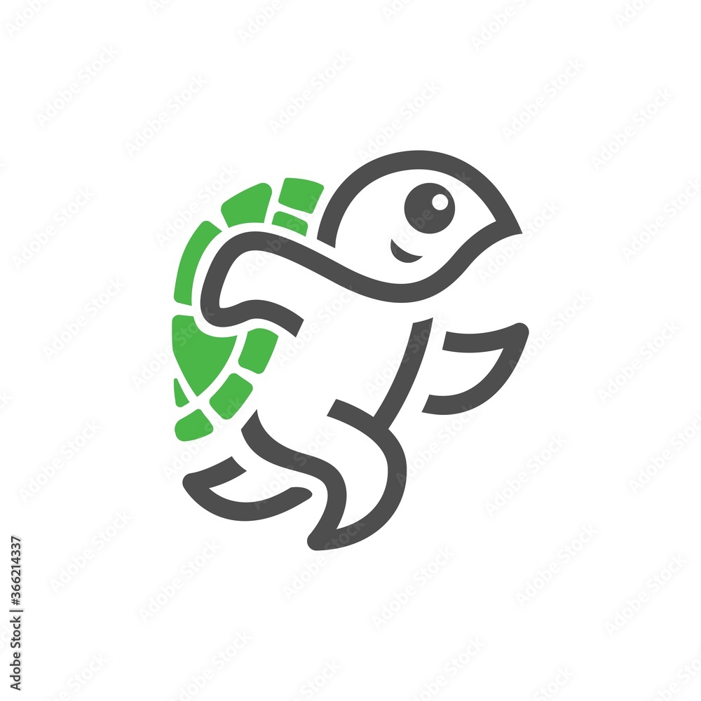 Smiling Happy running Turtle Icon Logo Cartoon Style. line drawing logo ...