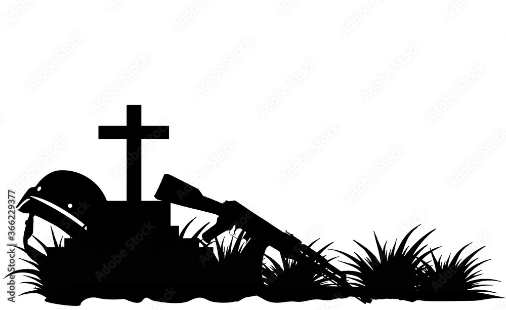 Grave of a fallen soldier,Stop War Save Life,soldier gun and helmet ...