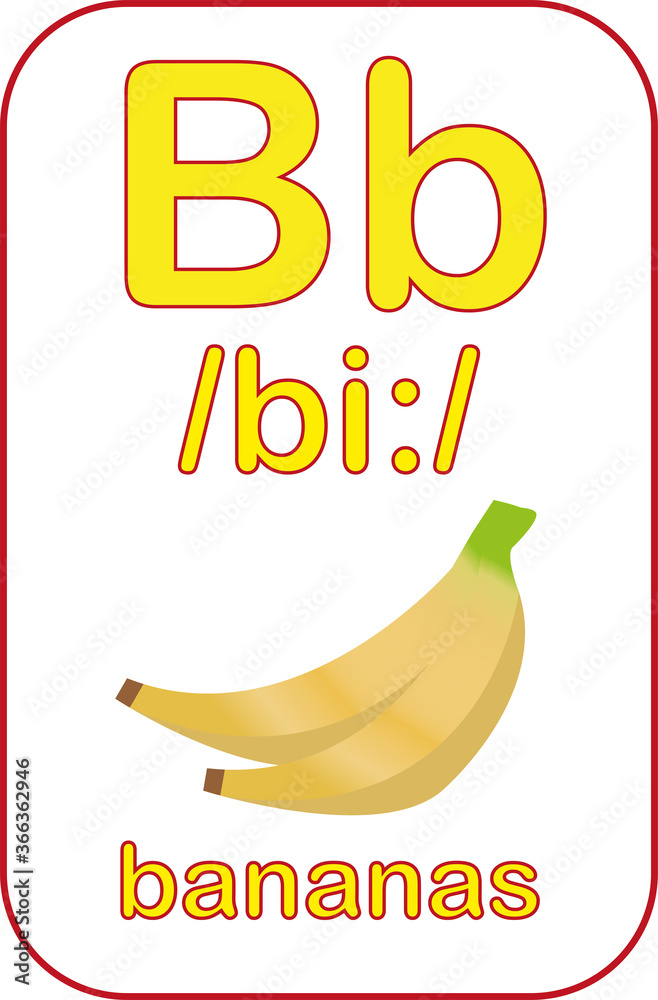 Letter B. Alphabet tutorial cards collection. Vector illustration ...