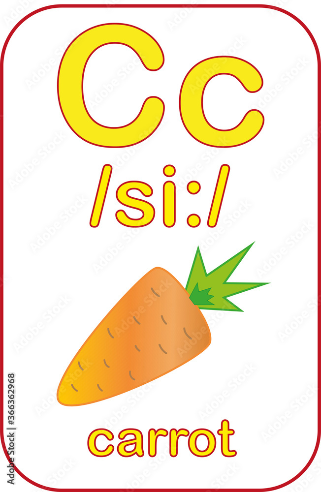 Letter C. Alphabet tutorial cards collection. Vector illustration ...