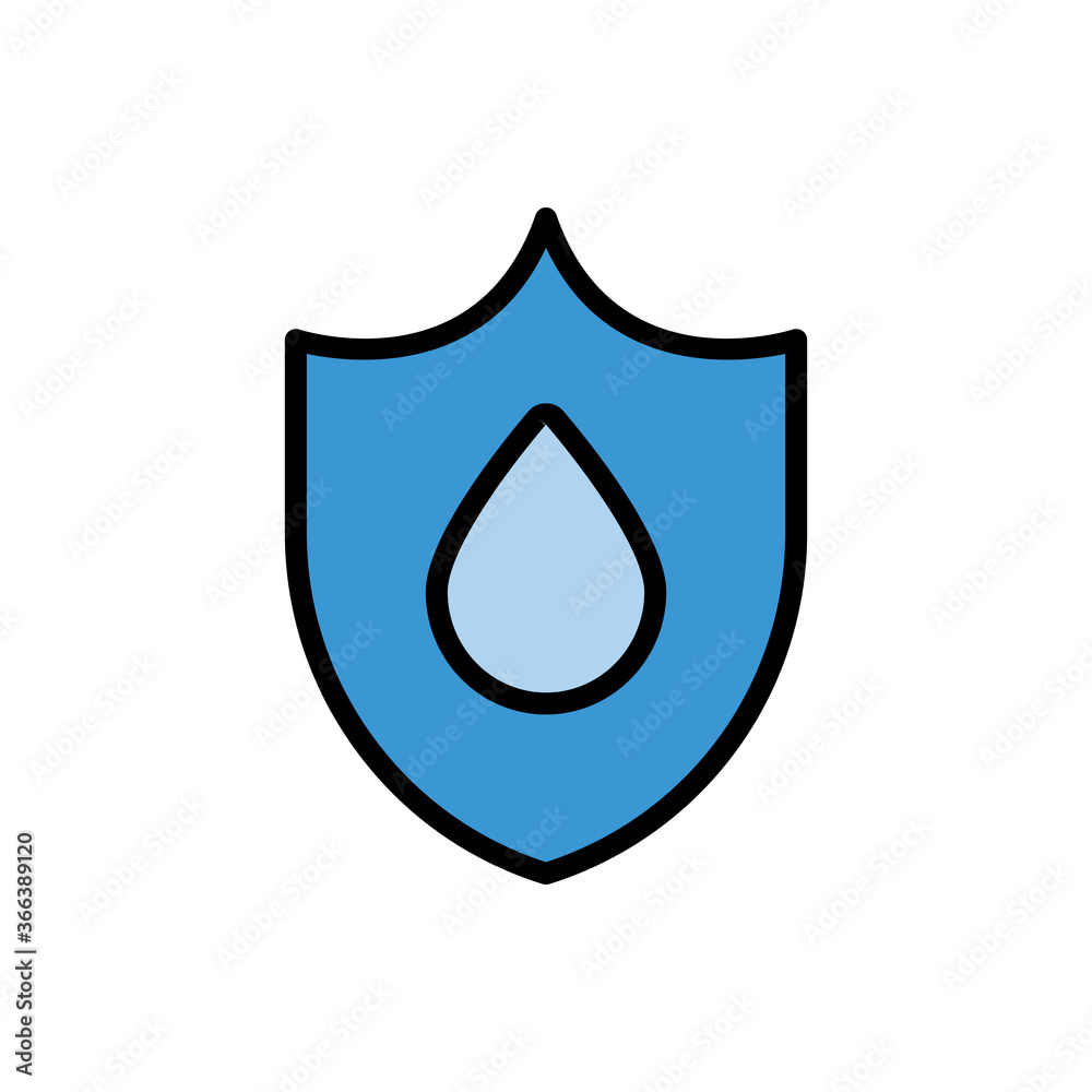 Save water, shield icon. Simple color with outline vector elements of ...