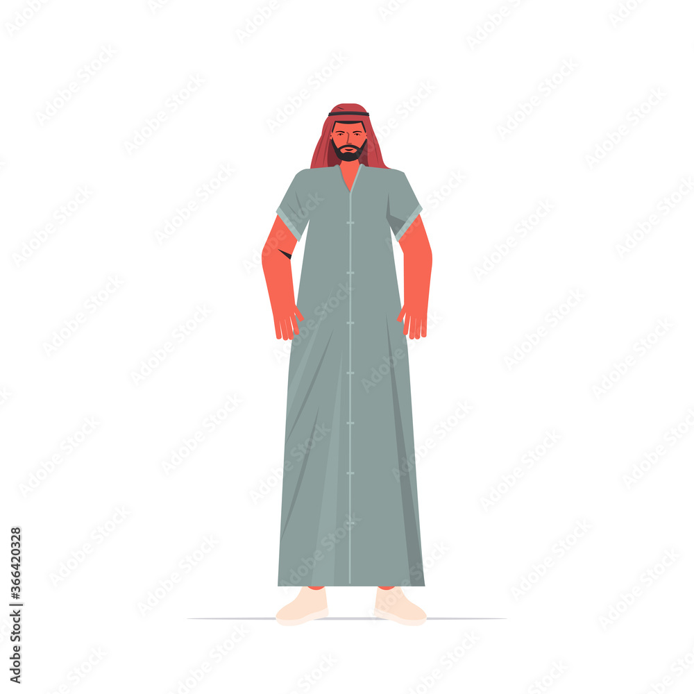 arabic man in traditional clothes arab male cartoon character standing ...