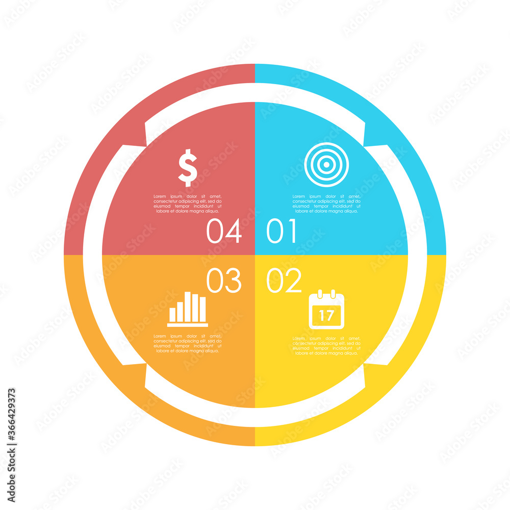 Vector circle chart infographic template with arrow for cycle diagram, graph, web design ...