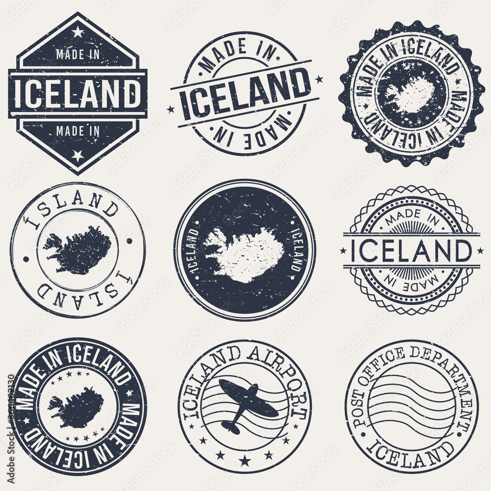 Iceland Travel Stamp Made In Product Stamp Logo Icon Symbol Design ...
