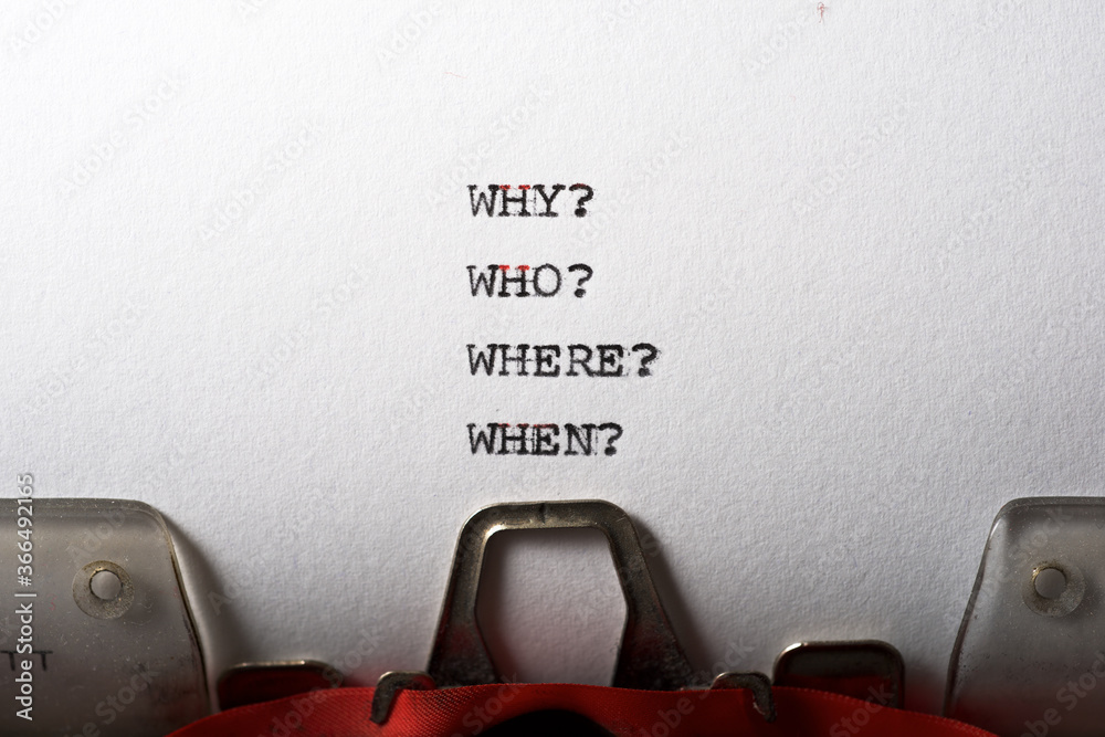 Foto de Stock Why, who, where and when questions | Adobe Stock