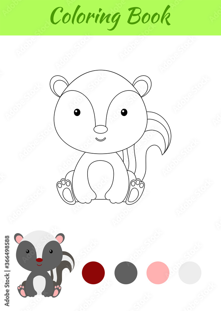 Coloring page little sitting baby skunk. Coloring book for kids ...