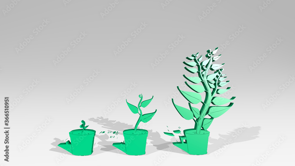 growing plants from a perspective on the wall. A thick sculpture made ...