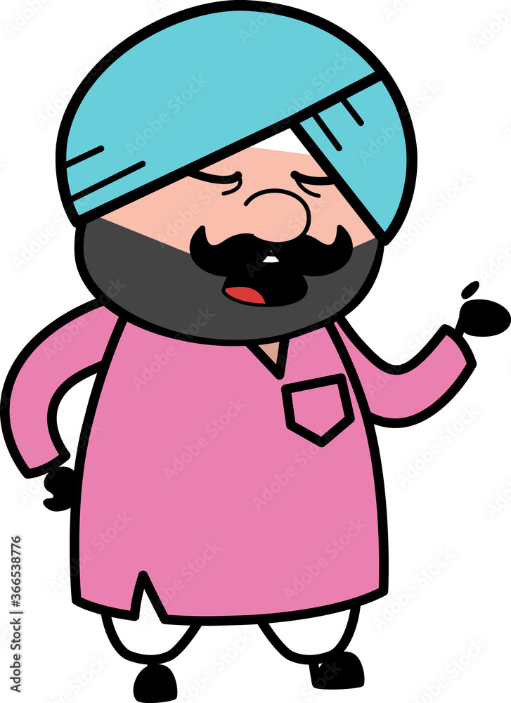 Cute Sardar Talking Unamused Face Cartoon Stock Vector | Adobe Stock