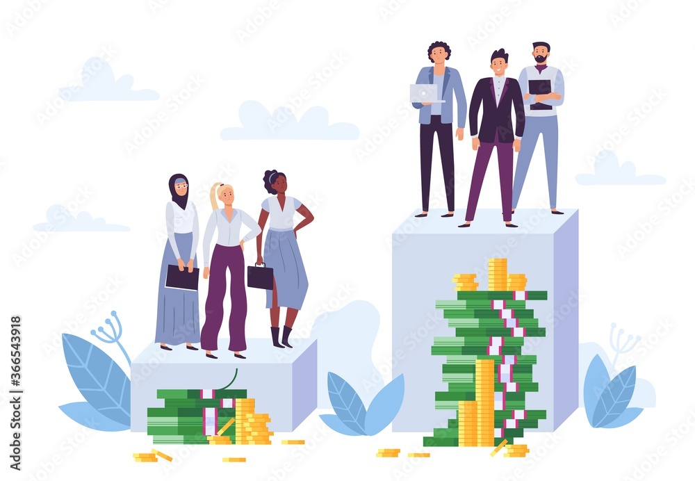 Gender gap and inequality in salary. Woman discrimination, sexism and ...