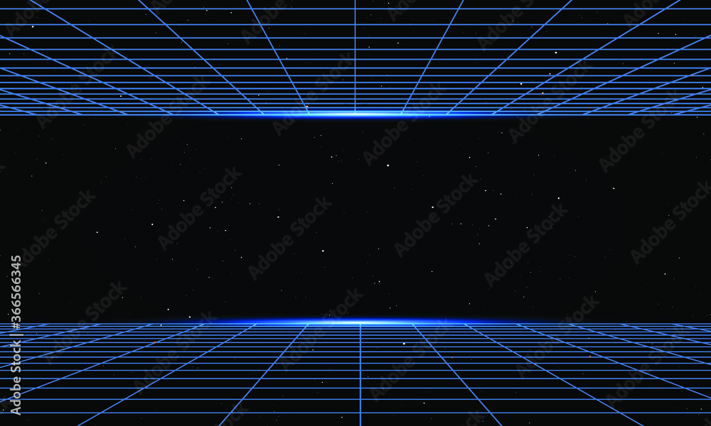 Retro Wave 3D Grid in space Stock Vector | Adobe Stock
