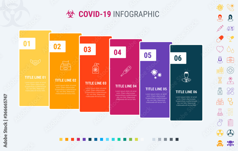 Vector covid-19 infographics timeline design template with graph ...