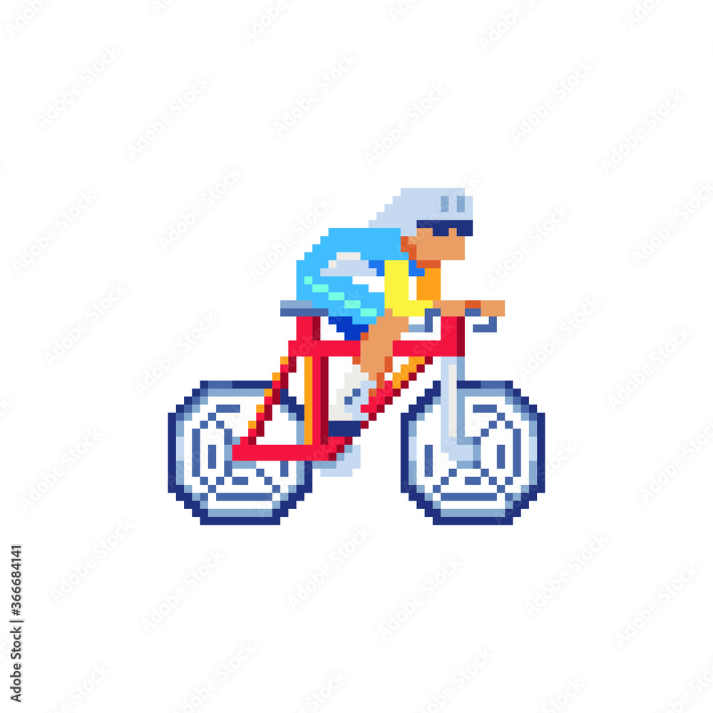 Bicycle man character, e-bike rider, man rides a moped, motorcyclist ...