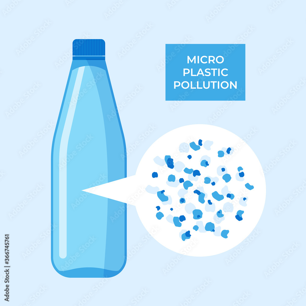Micro plastic pollution concept. Microplastic in water. Vector ...