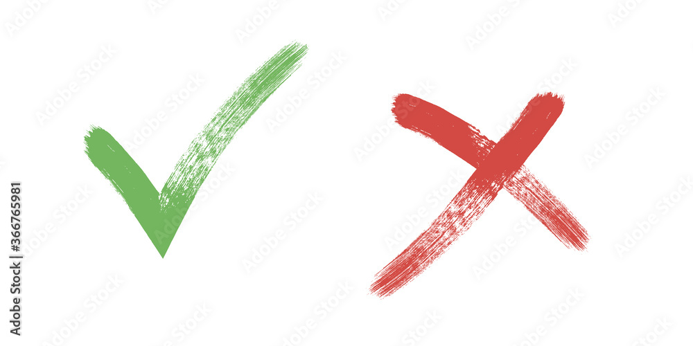 Tick and Cross sign elements. vector buttons for vote, election choice ...