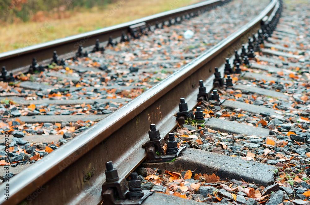 Railroad tracks. Branches of rails. Railway station. Different ...