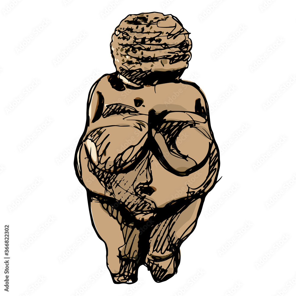 Vektor Venus of Willendorf. Paleolithic female figurine from Austria ...