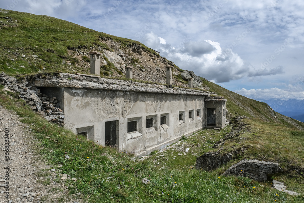 Photo Stock World War I bunkers as seen from Carnic Peace Trail along ...