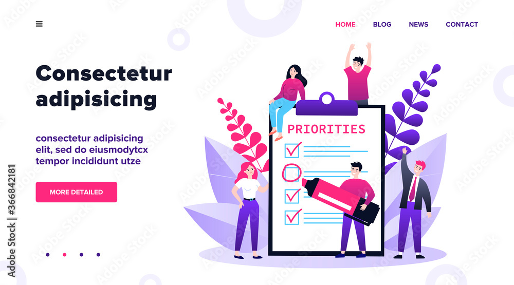 Happy young people making important notes and choice flat vector ...